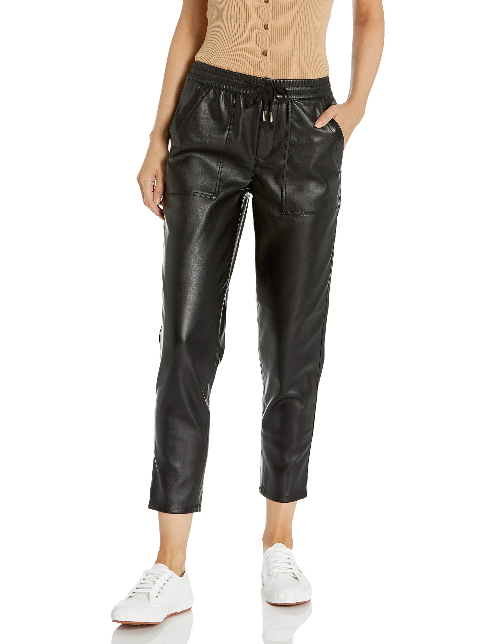 [BLANKNYC] womens [Blanknyc] Vegan Leather Drawstring Jogger Pants, No Guidance, 30 US