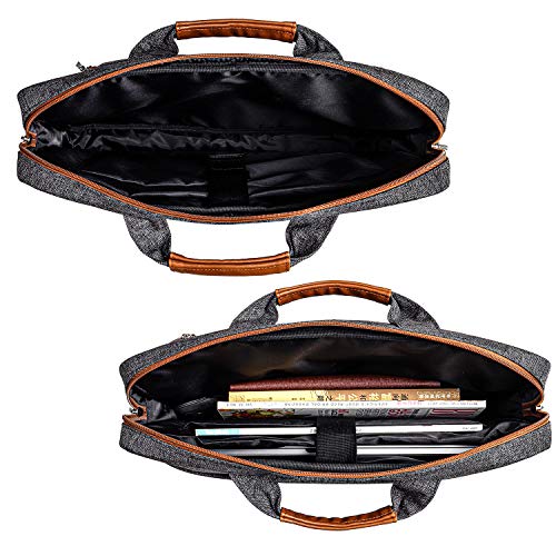 DOMISO 14 Inch Multi-Functional Laptop Sleeve Business Briefcase Waterproof Messenger Shoulder Bag for 14" Laptops/Chromebook/Ultrabook/Apple/Lenovo/HP/Dell/ASUS/Acer, Dark Grey