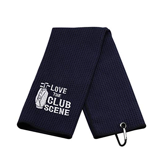 Embroidered Golf Towel Gift Golf Lover Gift Love The Club Scene Golf Towel with Clip (Love The Club Scene)