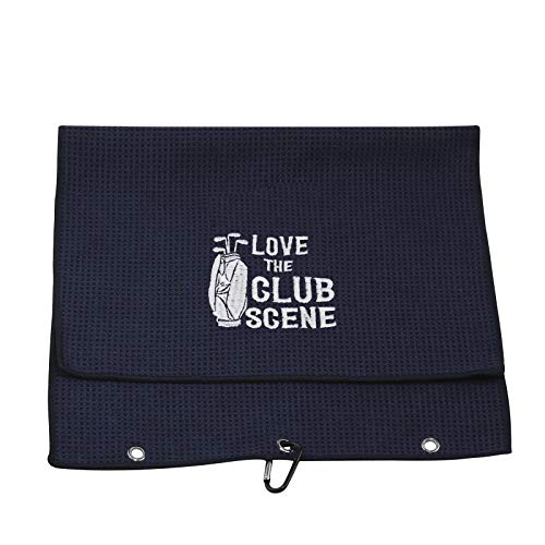 Embroidered Golf Towel Gift Golf Lover Gift Love The Club Scene Golf Towel with Clip (Love The Club Scene)