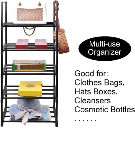 Easyhouse 5 Tier Metal Sturdy Shoe Rack, Narrow Shelf Organizer for Entryway, Closet, Bedroom