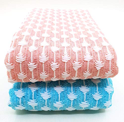 OliviaTree Exfoliating Bath Cloth/Towel, Extra Long (38") 2pcs, Washcloth for Body,