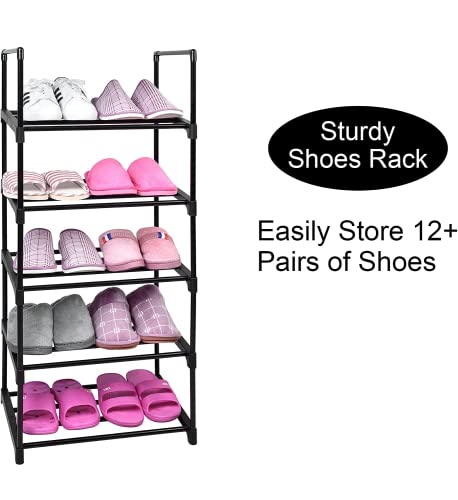 Easyhouse 5 Tier Metal Sturdy Shoe Rack, Narrow Shelf Organizer for Entryway, Closet, Bedroom
