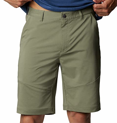 Columbia Men's Tech Trail Short, Stain Resistant, Sun Protection, Stone Green, 36