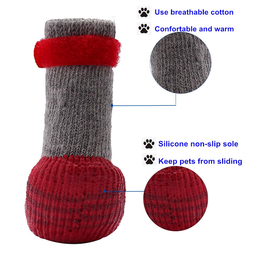 AblePet Dog Boots Waterproof Shoes Breathable Socks, with Anti-Slip Sole and Adjustable Magic Tape All Weather Protect Paws Only Fit for Small Dog(4Pcs)(Red, S)