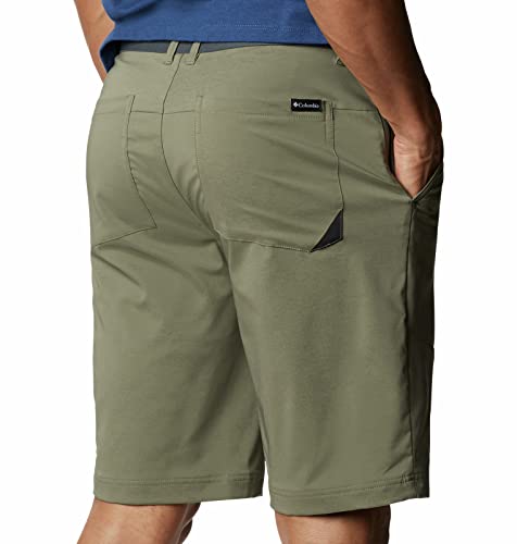 Columbia Men's Tech Trail Short, Stain Resistant, Sun Protection, Stone Green, 36