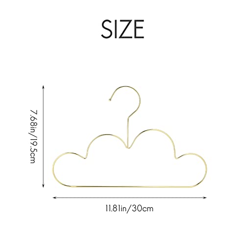Pteanecay Coat Hangers for Kids,Gold Cloud Shape Metal Hangers Infant & Toddler Closet,11.8 * 7.7 * 0.2inch,10 PCS