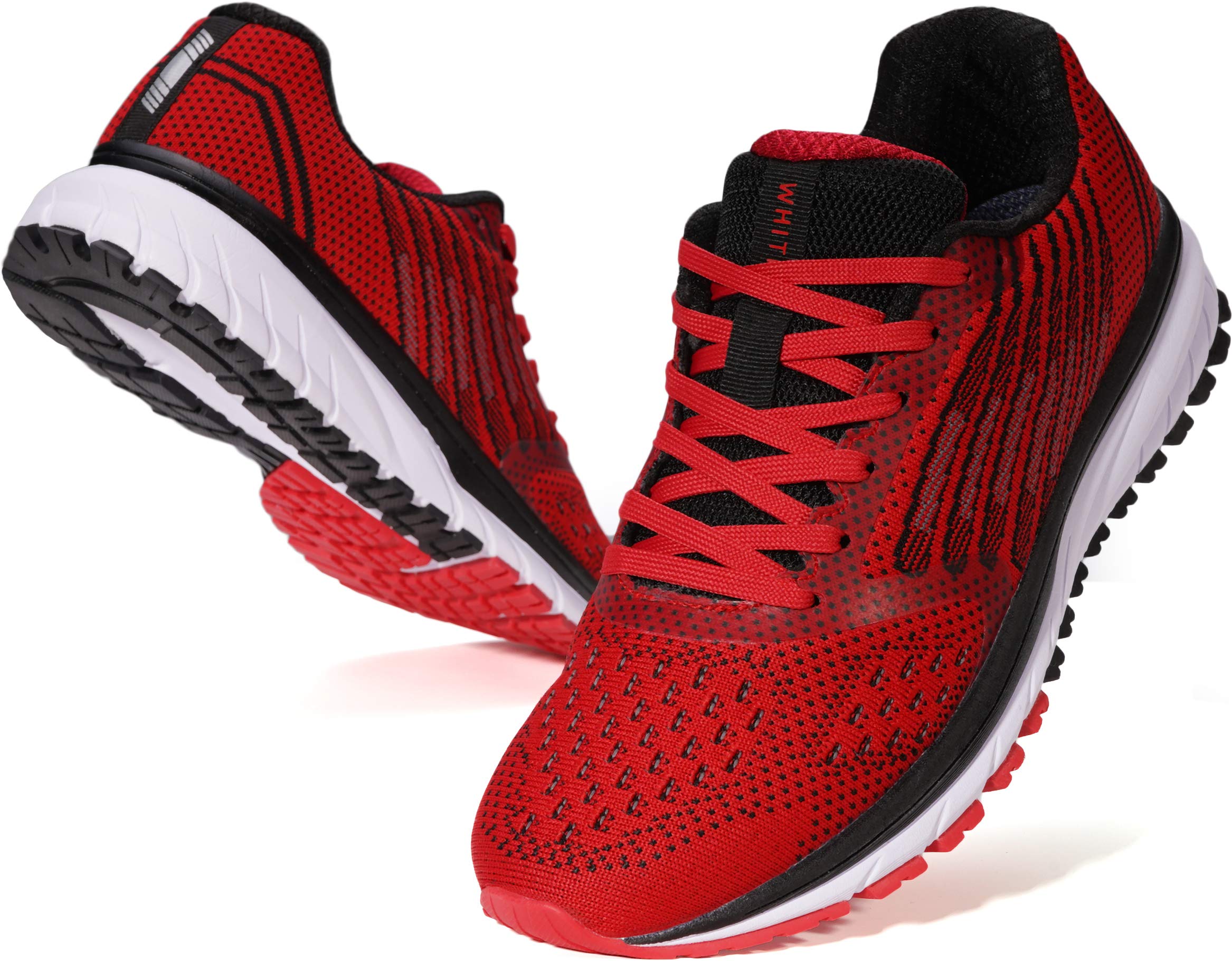 Joomra Whitin Running Tennis Shoes for Men Walk Fitness Size 13 Cushion Lightweight Exercise for Man Arch Supportive Workout Runny Casual Athletic Sneakers Red 47