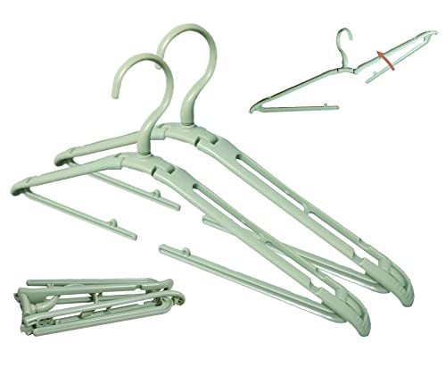 Fineget Plastic Coat Hangers Portable Travel Shorts Hangers for Closet Shoes Foldable Collapsible Clothes Heavy Duty No Slip Green Hangers Quick Drying