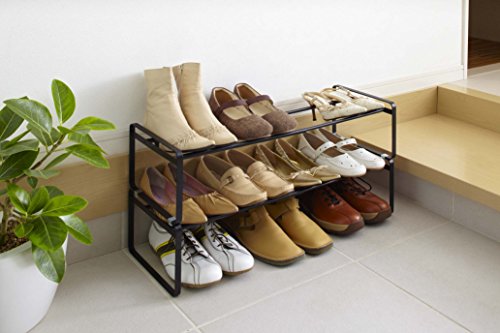 Red Co. Expandable 16 to 28 inch Steel Metal 6 Pair Shoe Rack, Stackable Storage Shelf, Black