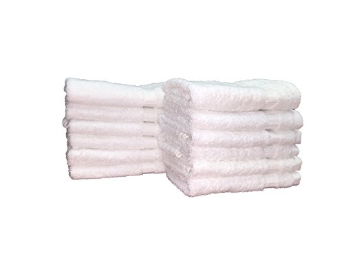 Optima Collection Silver Level 13" X 13" White Washcloths, Set of 12, 100% Eco-Friendly Pre-Consumer Regenerated Cotton