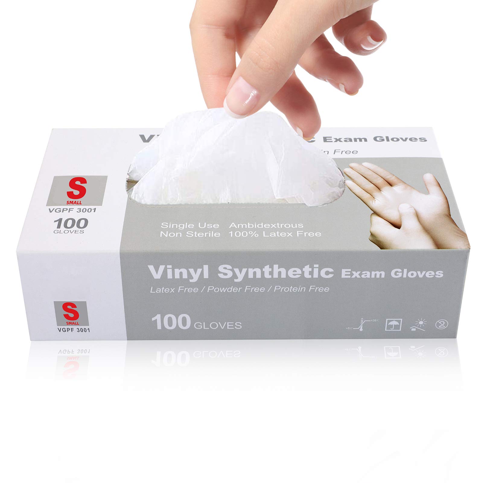 Oh! Trendy Disposable Medical Clear Vinyl Exam Gloves Industrial Gloves - Latex-Free & Powder-Free 100PCS (Small)
