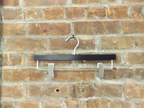 NAHANCO 21214RC 14” Wooden Pant Skirt Hanger with Chrome Hook and Clips , Black (Pack of 100)
