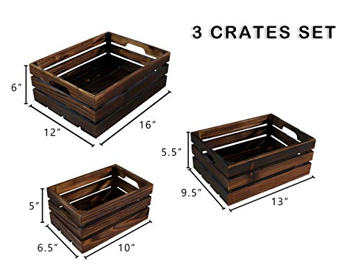 EZDC Set of 3 Nesting Wooden Crates, 16 x 12β Wall Mounted Wooden Basket, Storage Crates, Wooden Crate Box for Storage, Display Risers, Decoration