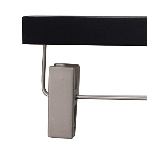 NAHANCO 21214RC 14” Wooden Pant Skirt Hanger with Chrome Hook and Clips , Black (Pack of 100)