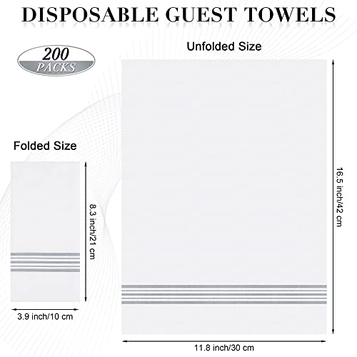 TURSTIN 200 Pack Disposable Dinner Napkins Paper Silver Guest Towels Disposable Soft and Absorbent Linen-Feel Paper Hand Towels Decorative Bathroom Napkins for Kitchen, Parties, Wedding