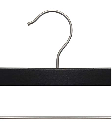 NAHANCO 21214RC 14” Wooden Pant Skirt Hanger with Chrome Hook and Clips , Black (Pack of 100)