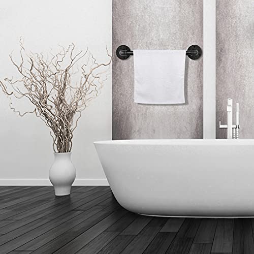 Industrial Pipe Towel Rack Towel Bar 24 Inch, Heavy Duty Wall Mounted Rustic Farmhouse Bath Towel Holder for Bath Bathroom Kitchen