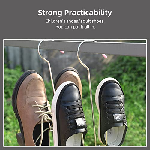 [Pack of 3 pcs] Waikas Shoes Hanger，Stainless Steel Hanger,Stainless Steel Shoe Rack, Multi-Functional Shoe Rack with Double Hook Design, Shoe Drying Rack for Dehumidifying Hanging Leather Shoes