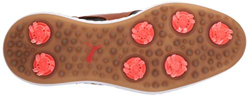 Puma Men's Ignite Pwradapt Caged Crafted Golf Shoe, Puma Black-Leather Brown-Puma Team Gold, 9