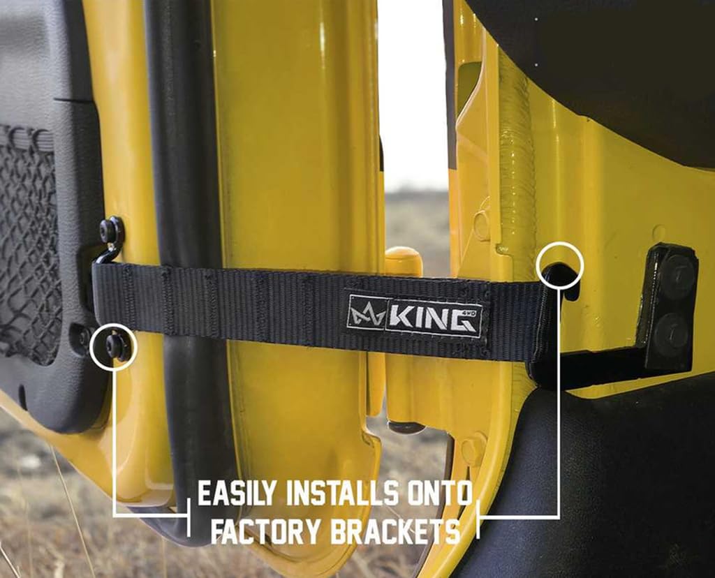 Overland Vehicle Systems King 4WD Heavy Duty Adjustable Door Straps Solid in Pairs - Universal Fitment for CJ, YJ & TJ & JK - 600 Denier Ballistic Nylon