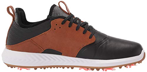 Puma Men's Ignite Pwradapt Caged Crafted Golf Shoe, Puma Black-Leather Brown-Puma Team Gold, 9