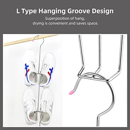 [Pack of 3 pcs] Waikas Shoes Hanger，Stainless Steel Hanger,Stainless Steel Shoe Rack, Multi-Functional Shoe Rack with Double Hook Design, Shoe Drying Rack for Dehumidifying Hanging Leather Shoes