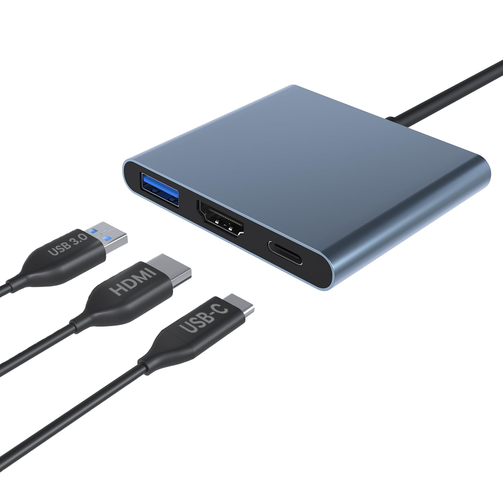 MMOBIEL HDMI Type C HUB Adapter - USB C to HDMI Adapter - USB 3.1/3.0 Charging Port Converter Compatible with MacBook Pro Samsung Galaxy S25/S24/S23/S22/S21 Note 20/10/9 Series - Grey Aluminium