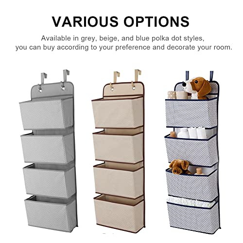 BluOcnMkt 4-Shelf Hanging Closet Organizer Door Hanging Shoe Organizer for Storing Shoes, Cosmetics, Stationery, Sundrie (Blue Dot)