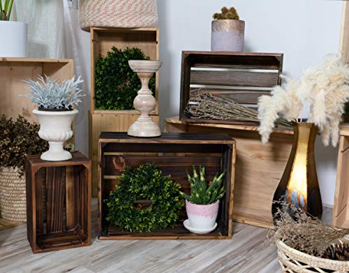 EZDC Set of 3 Nesting Wooden Crates, 16 x 12β Wall Mounted Wooden Basket, Storage Crates, Wooden Crate Box for Storage, Display Risers, Decoration