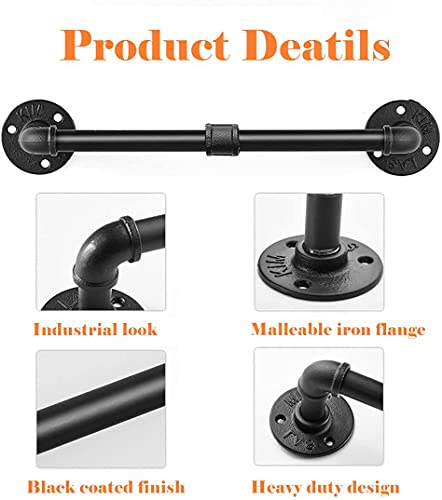 Industrial Pipe Towel Rack Towel Bar 24 Inch, Heavy Duty Wall Mounted Rustic Farmhouse Bath Towel Holder for Bath Bathroom Kitchen