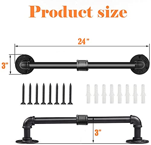 Industrial Pipe Towel Rack Towel Bar 24 Inch, Heavy Duty Wall Mounted Rustic Farmhouse Bath Towel Holder for Bath Bathroom Kitchen
