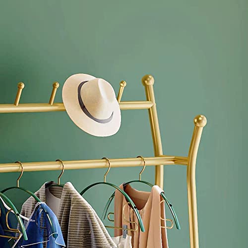 HEONITURE Gold Clothing Rack with Shelves, Rolling Garment Rack for Hanging Clothes, Heavy Duty Choset Clothes Rack for Indoor Bedroom Sturdy Steel Frame(31.5")