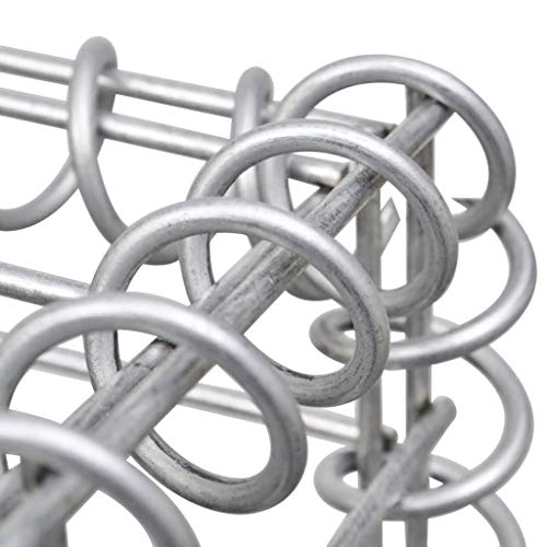 Festnight Gabion Wall U Shaped Weather Resistant Galvanized Steel Stone Basket Wire Wall Garden Edging Cage Walls Panels 224.4 x 7.9 x 39.4 Inches (L x W x H)