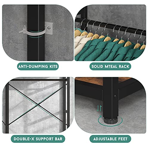 REIBII Free Standing Closet Organizer Heavy Duty, Wardrobe Clothes Organizer, Freestanding Closet Organizer System, Metal Closet Rack Holds 300lbs, Easy Assembly, Clothes Rack, 71"H x 39.5" W x 16" D