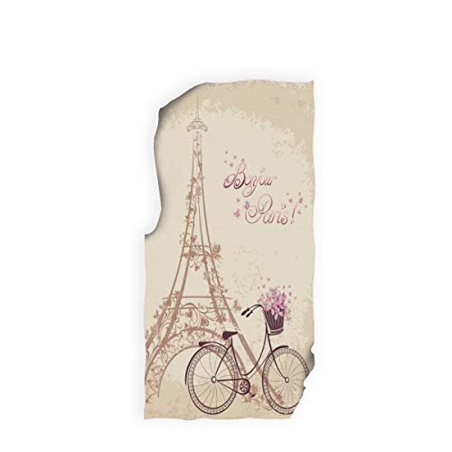 VIKKO Towels Hand Washcloths Polyester Fingertip Towel with Single-Sided Printing for Home Hotel Bathroom Decoration - 30x15 Inch (Bonjour Paris)