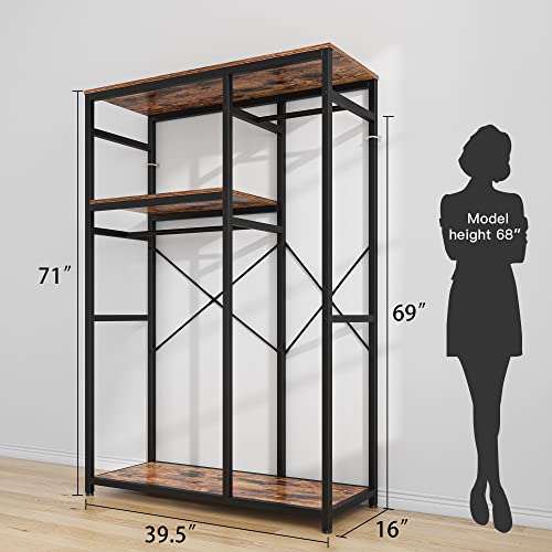 REIBII Free Standing Closet Organizer Heavy Duty, Wardrobe Clothes Organizer, Freestanding Closet Organizer System, Metal Closet Rack Holds 300lbs, Easy Assembly, Clothes Rack, 71"H x 39.5" W x 16" D