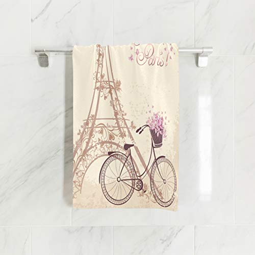 VIKKO Towels Hand Washcloths Polyester Fingertip Towel with Single-Sided Printing for Home Hotel Bathroom Decoration - 30x15 Inch (Bonjour Paris)
