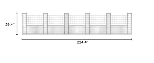 Festnight Gabion Wall U Shaped Weather Resistant Galvanized Steel Stone Basket Wire Wall Garden Edging Cage Walls Panels 224.4 x 7.9 x 39.4 Inches (L x W x H)