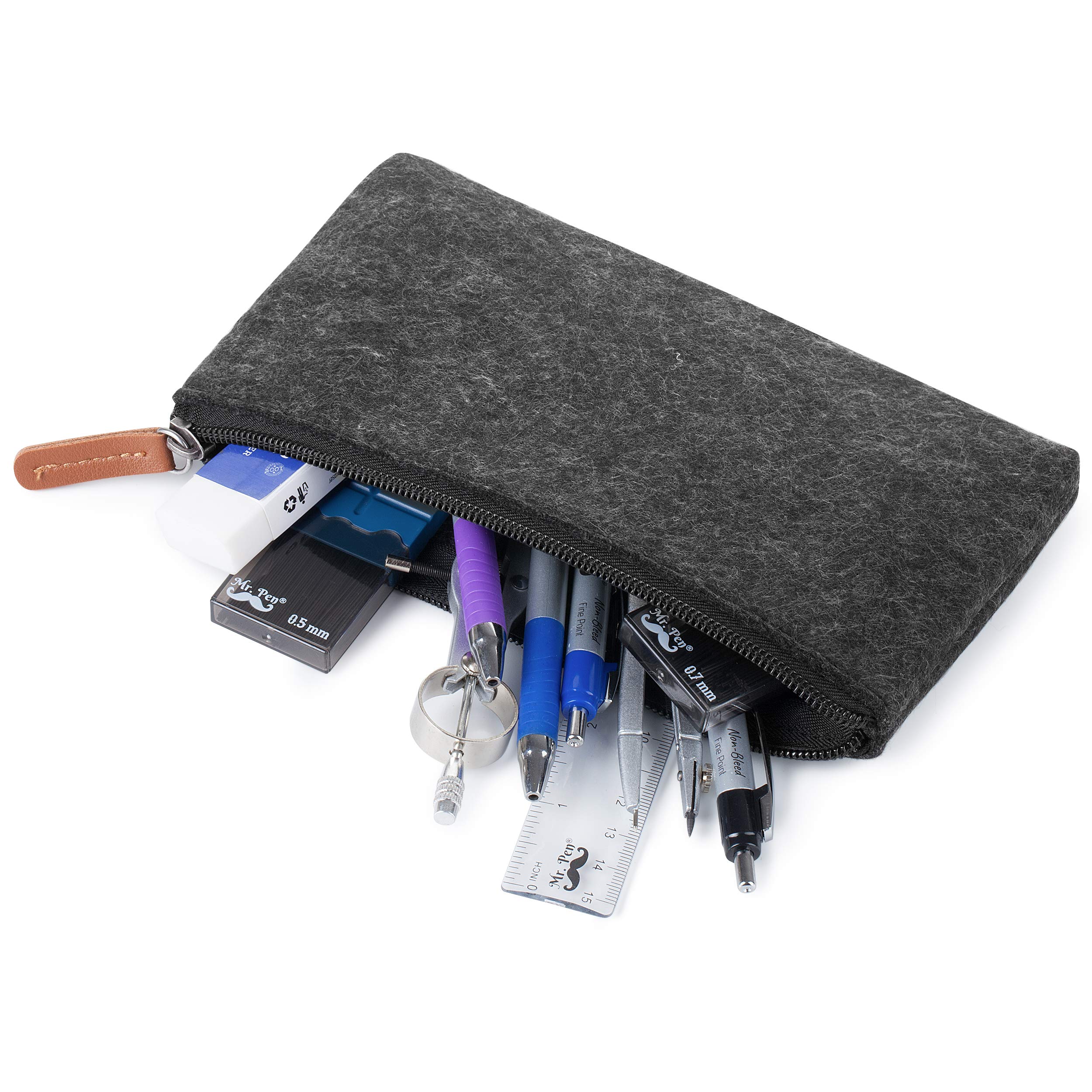 Mr. Pen- Pencil Case, Pencil Pouch, 3 Pc, Black Felt, Small Pencil Case, Pencil pouch Small, Pen Case, Pen Bag, Office Supplies, Canvas Pencil Case, Pencil Bags, Pen Pouch, Pencil Pouches with Zipper