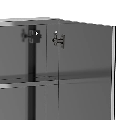 kleankin Bathroom Mirrored Cabinet, 24"x26" Stainless Steel Frame Medicine Cabinet, Wall-Mounted Storage Organizer with Double Doors, Silver