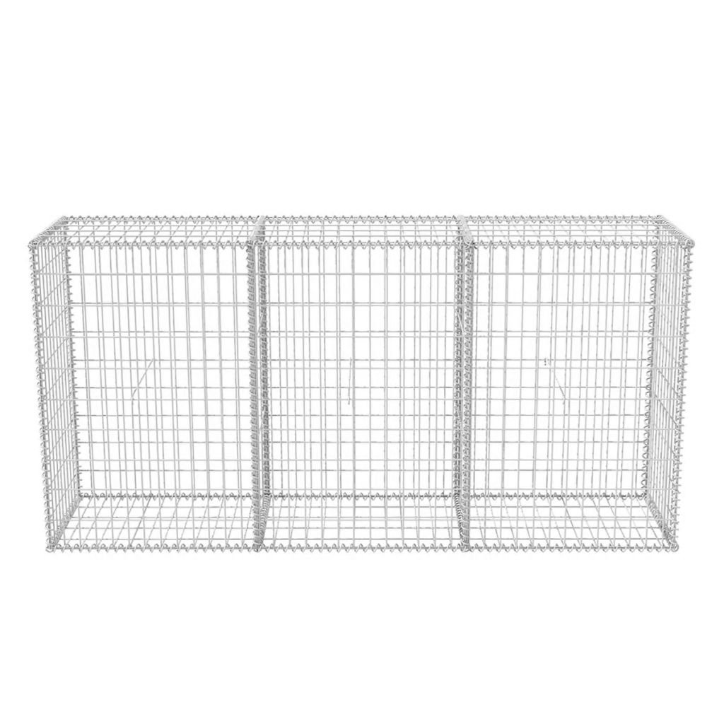 Festnight Gabion Wall with Top and Bottm Covers Weather Resistant Galvanized Steel Stone Basket Wire Wall Garden Edging Cage Walls Panels