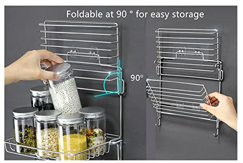 Luoer&Zima Shower Caddy 3-Layers Bathroom Shelf, No Drilling Traceless Adhesive Collapsible Bathroom Storage Organizer, Stainless Steel Rustproof Food Storage Basket 4 Pack
