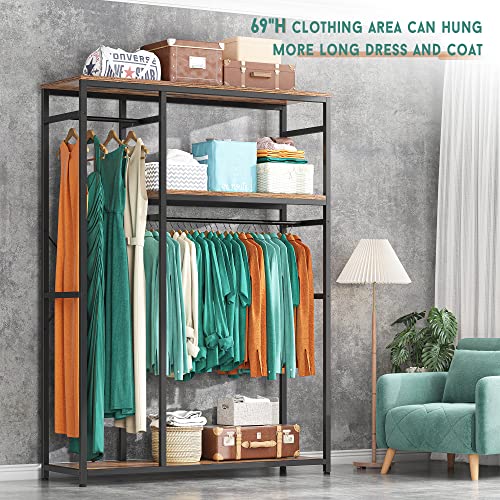 REIBII Free Standing Closet Organizer Heavy Duty, Wardrobe Clothes Organizer, Freestanding Closet Organizer System, Metal Closet Rack Holds 300lbs, Easy Assembly, Clothes Rack, 71"H x 39.5" W x 16" D