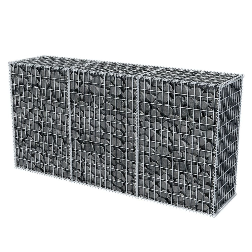 Festnight Gabion Wall with Top and Bottm Covers Weather Resistant Galvanized Steel Stone Basket Wire Wall Garden Edging Cage Walls Panels