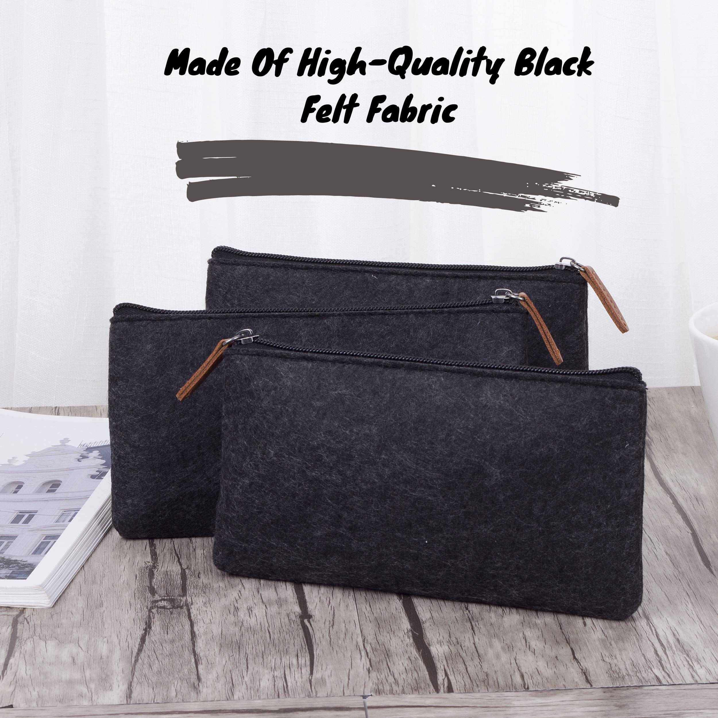 Mr. Pen- Pencil Case, Pencil Pouch, 3 Pc, Black Felt, Small Pencil Case, Pencil pouch Small, Pen Case, Pen Bag, Office Supplies, Canvas Pencil Case, Pencil Bags, Pen Pouch, Pencil Pouches with Zipper