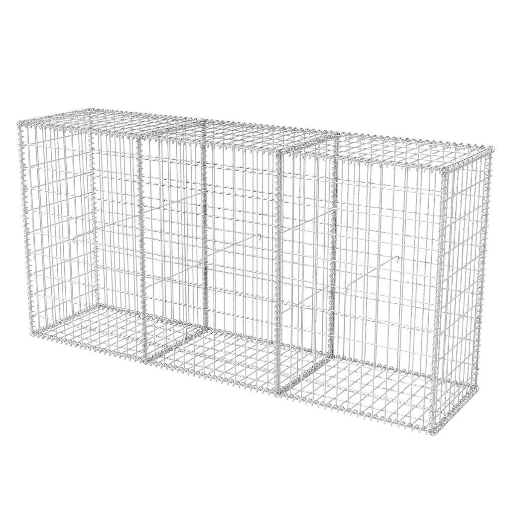 Festnight Gabion Wall with Top and Bottm Covers Weather Resistant Galvanized Steel Stone Basket Wire Wall Garden Edging Cage Walls Panels