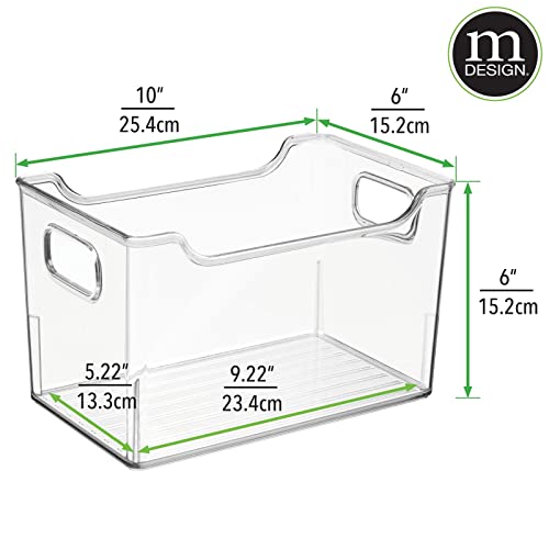 mDesign Deep Plastic Storage Organizer Container Bin, Game and Comic Organization for Cabinet, Cupboard, Playroom, Shelves, or Closet - Holds Video Games, Tablets, DVDs, or Controllers, 4 Pack, Clear