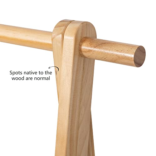 Clikuutory Kids Garment Rack, Kids Clothes Rack for Hanging Clothes, Baby Freestanding Clothing Rack with Storage Shelf & Hanging Rod, Stable Triangular Frame, 100% Natural Pine Wood, Dress up Rack