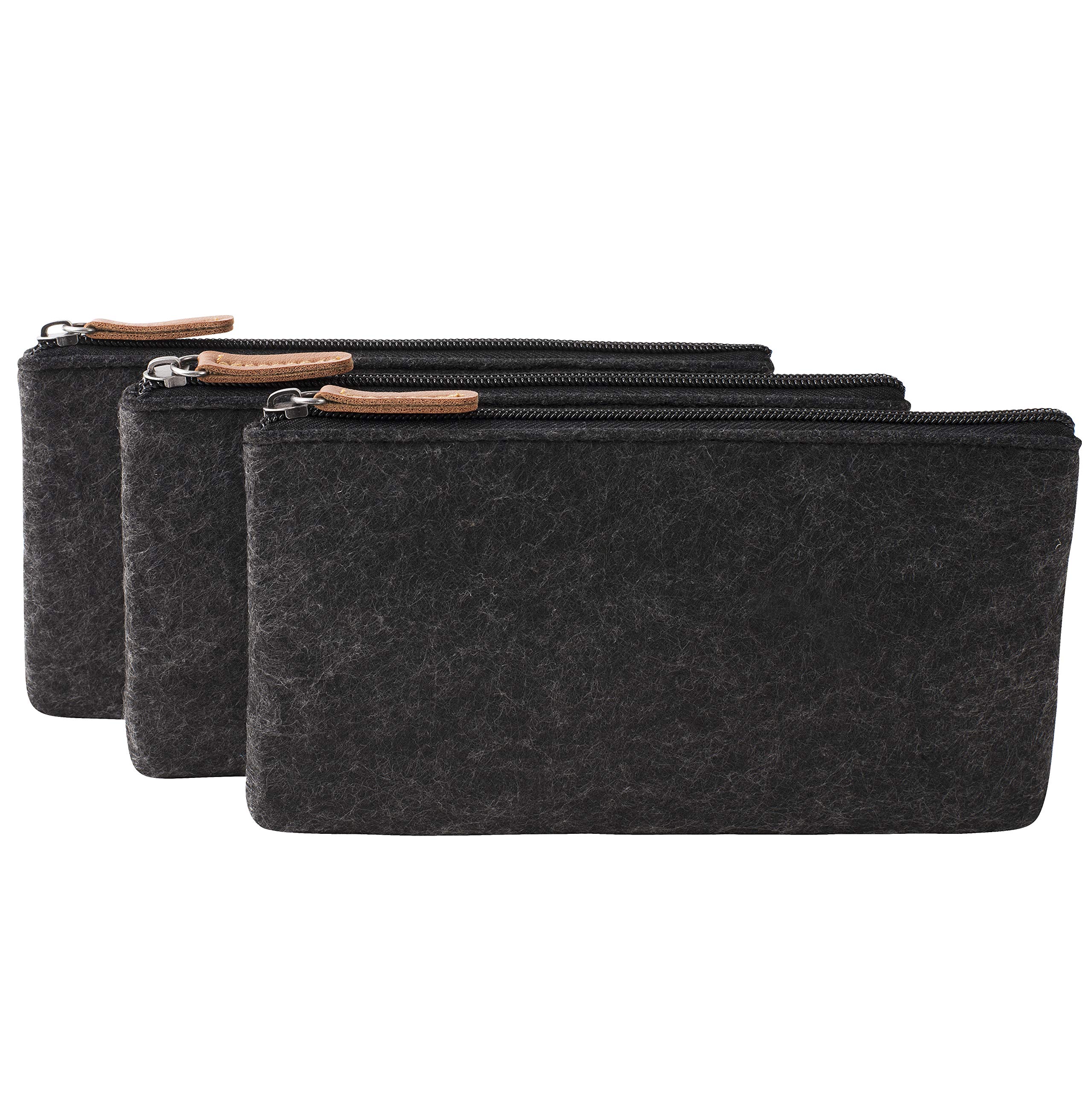 Mr. Pen- Pencil Case, Pencil Pouch, 3 Pc, Black Felt, Small Pencil Case, Pencil pouch Small, Pen Case, Pen Bag, Office Supplies, Canvas Pencil Case, Pencil Bags, Pen Pouch, Pencil Pouches with Zipper